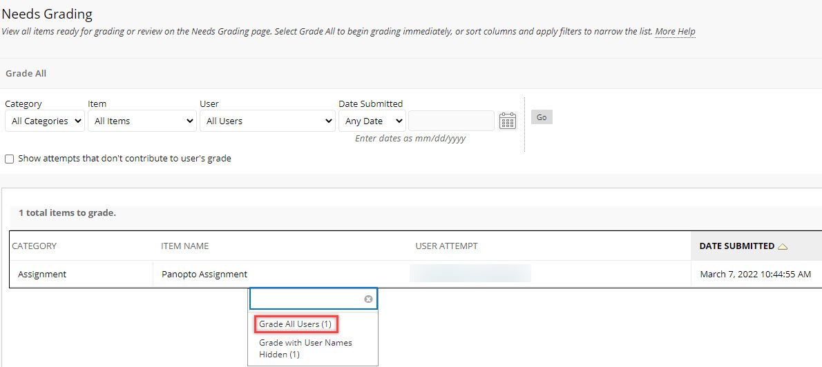 Panopto: How To Grade A Video Assignment